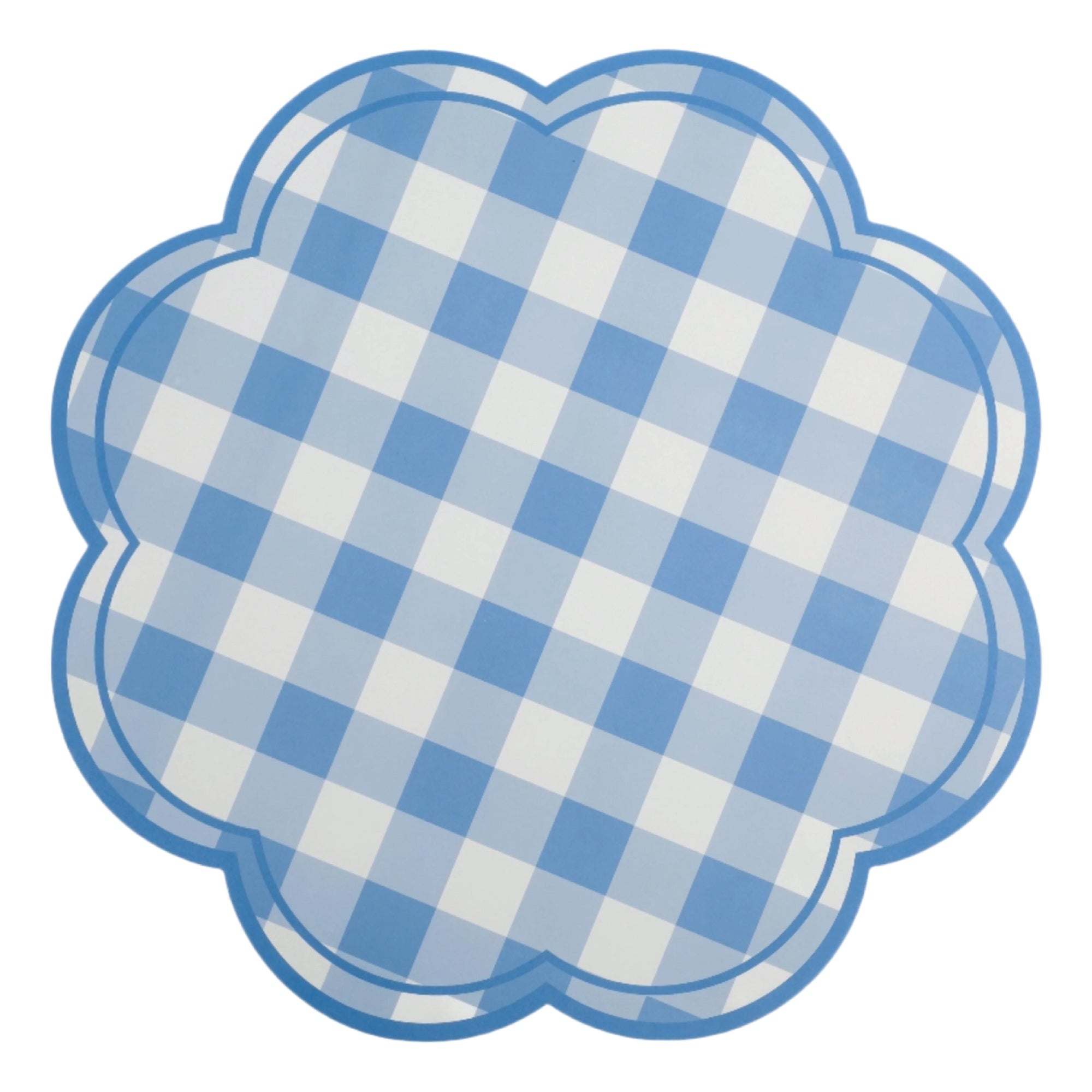 Blue Gingham Scalloped Placemats – Paper Table Decor - The Party Darling