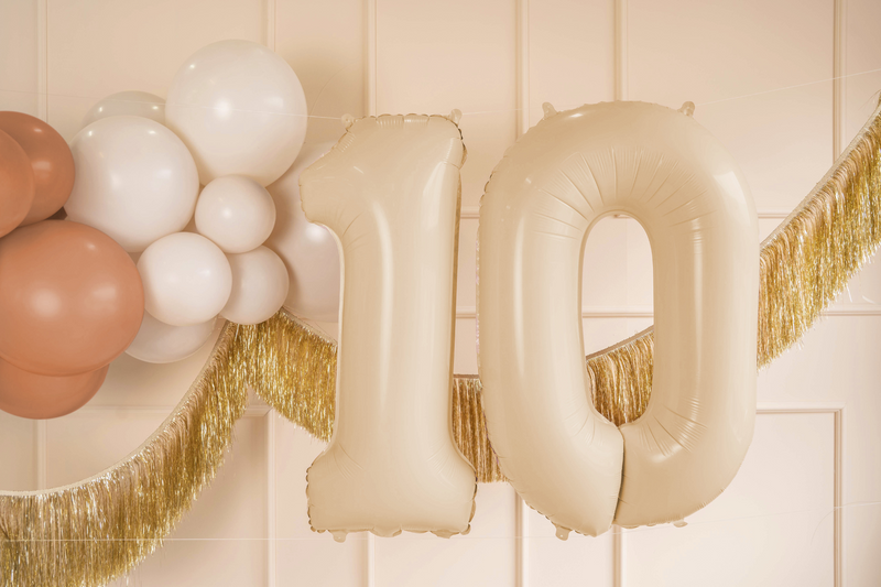 34" Beige Giant Number Balloon 0-9 | The Party Darling