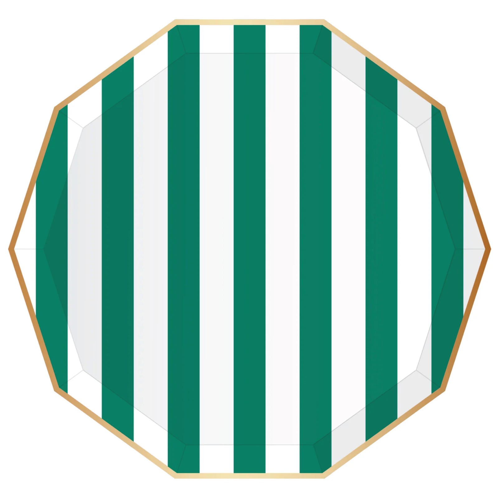 Emerald Green Cabana Striped Dinner Plates 8ct | The Party Darling