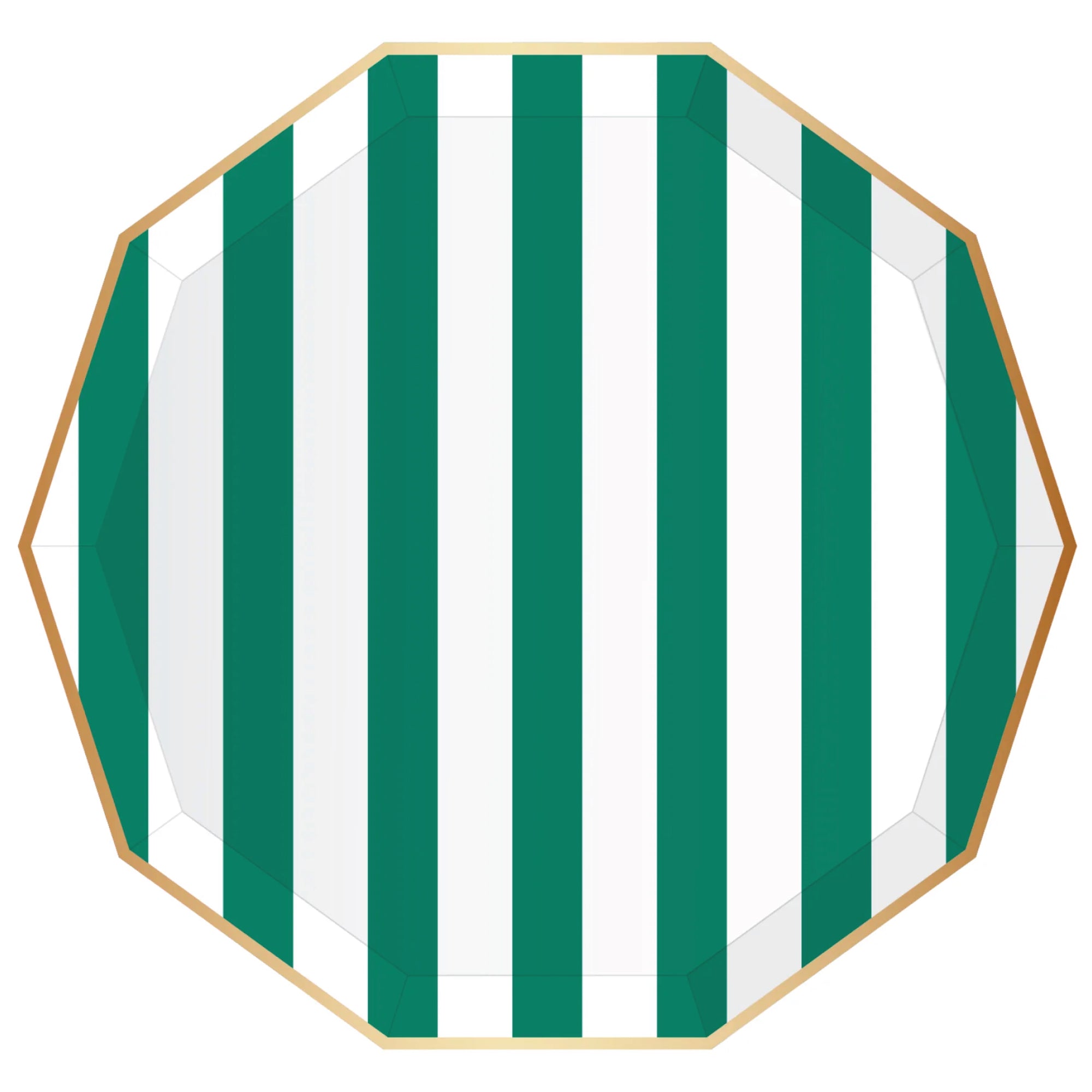 Emerald Green Cabana Striped Dinner Plates 8ct | The Party Darling