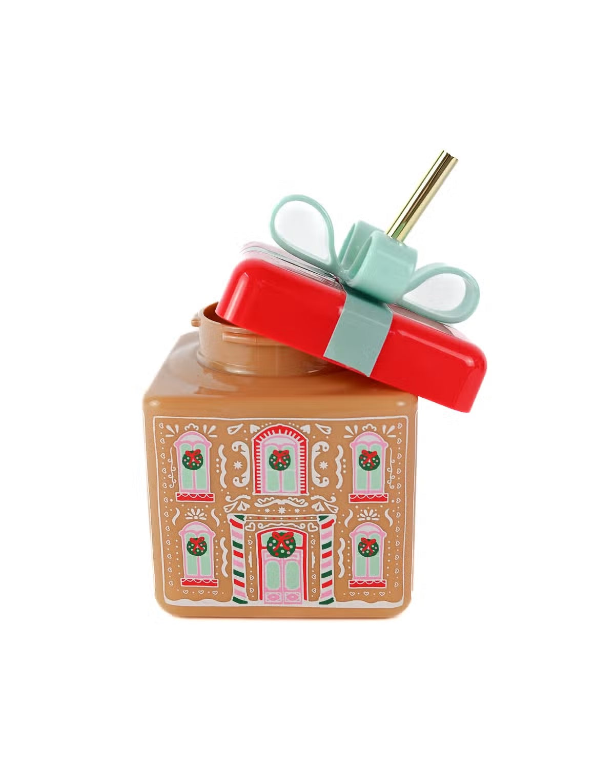 Gingerbread House Plastic Cup with Straw | The Party Darling