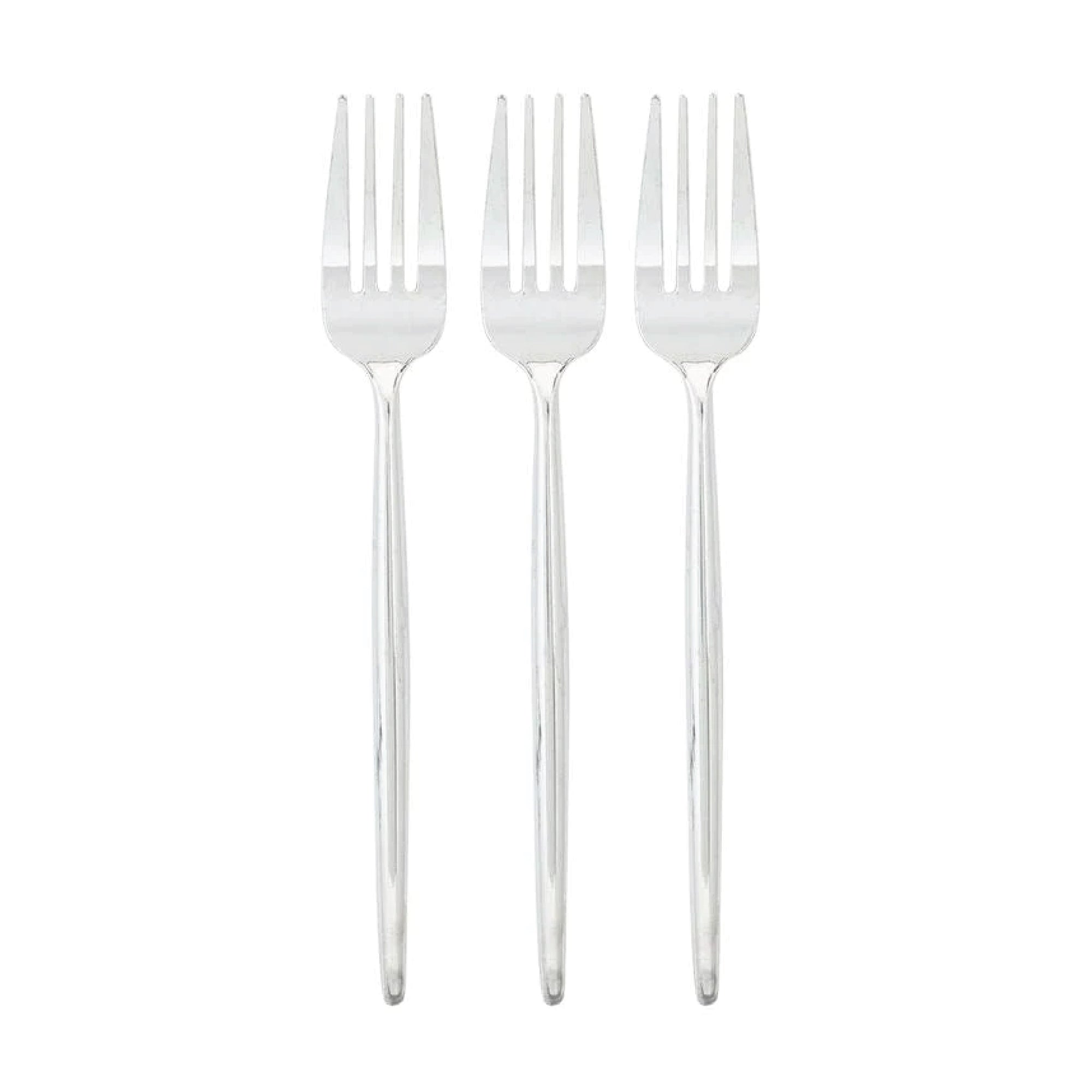 Modern Silver Plastic Forks 20ct | The Party Darling