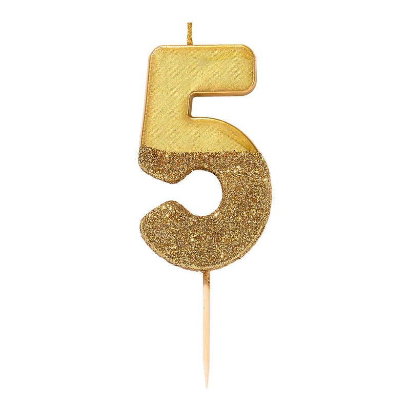 Gold Glitter Dipped Number Birthday Candle | The Party Darling