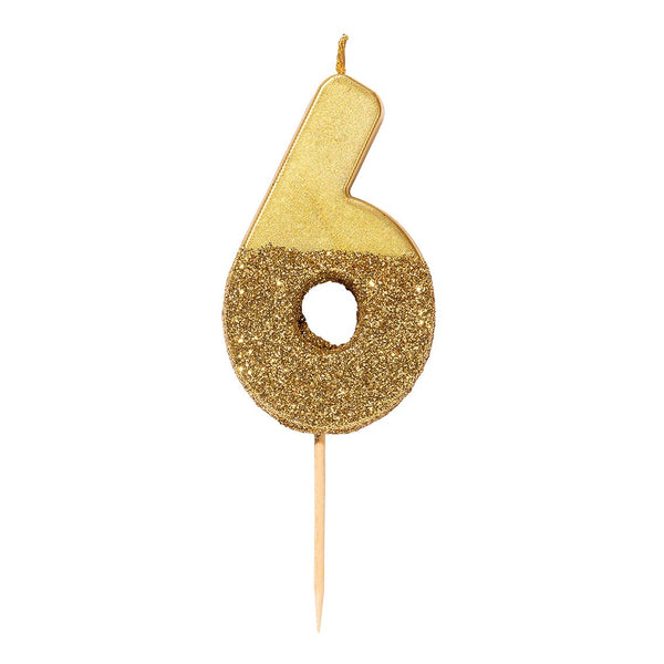 Gold Glitter Dipped Number Birthday Candle | The Party Darling