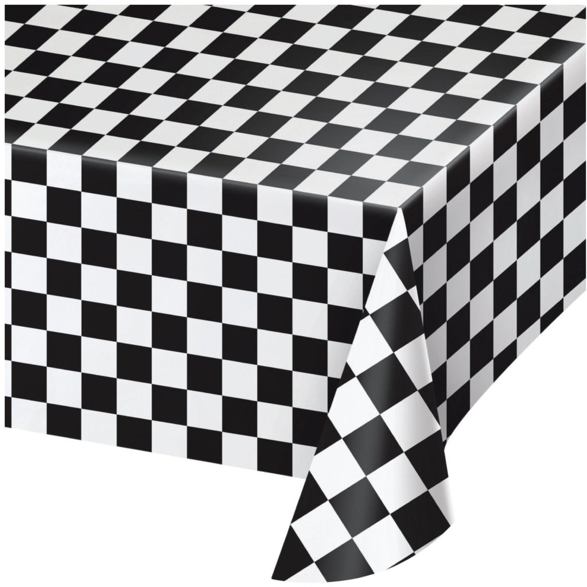 black checkered tablecloth