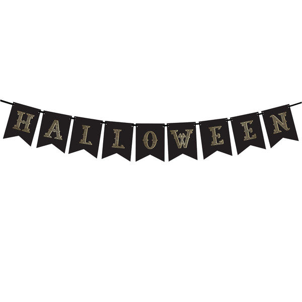 Black and Gold Halloween Pennant Banner | The Party Darling