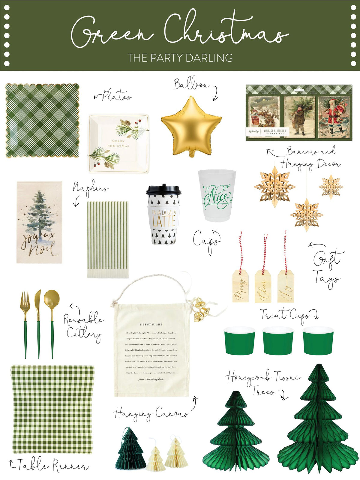 Botanical Vintage Christmas Banner 5ft | The Party Darling
