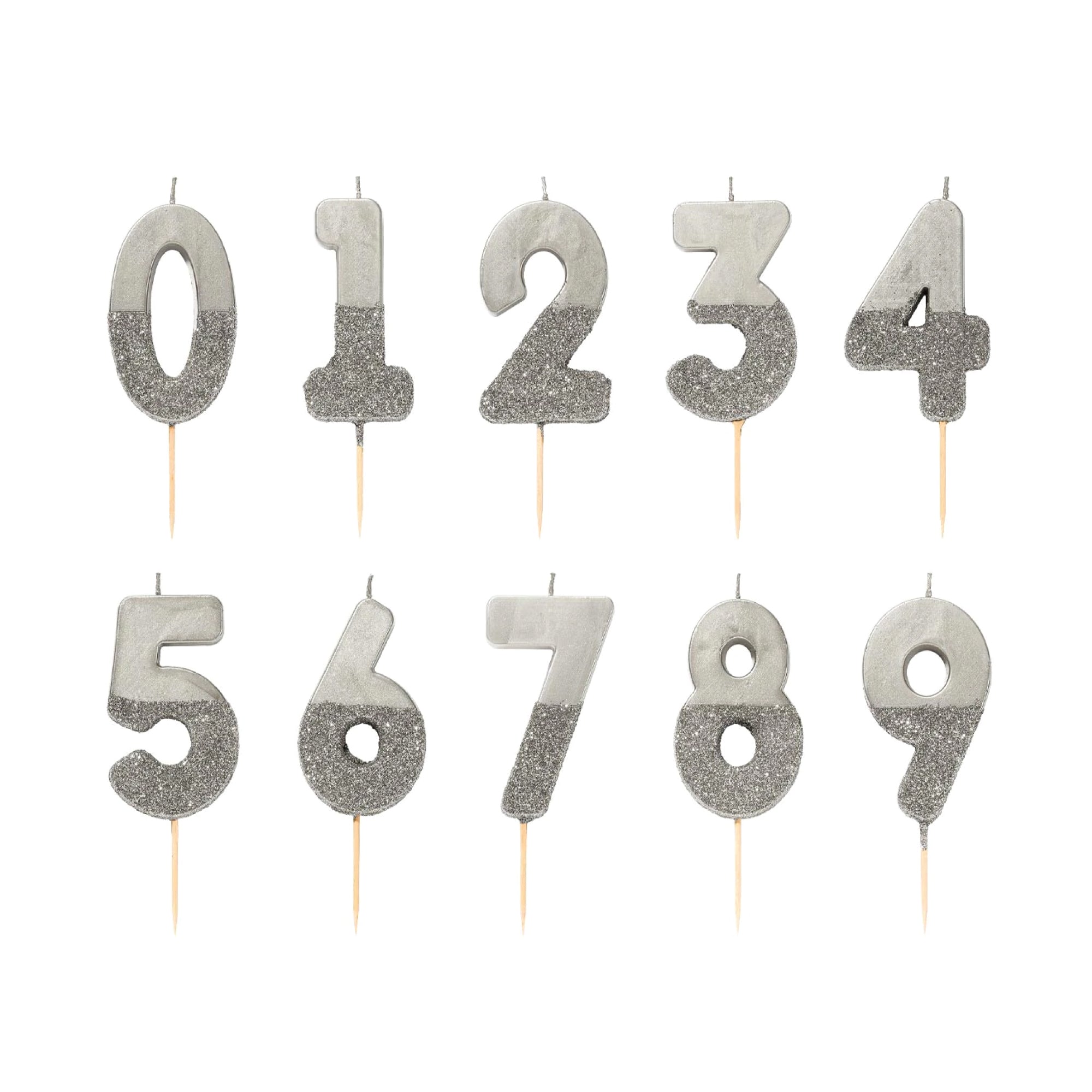 Silver Glitter Dipped Number Birthday Candle | The Party Darling