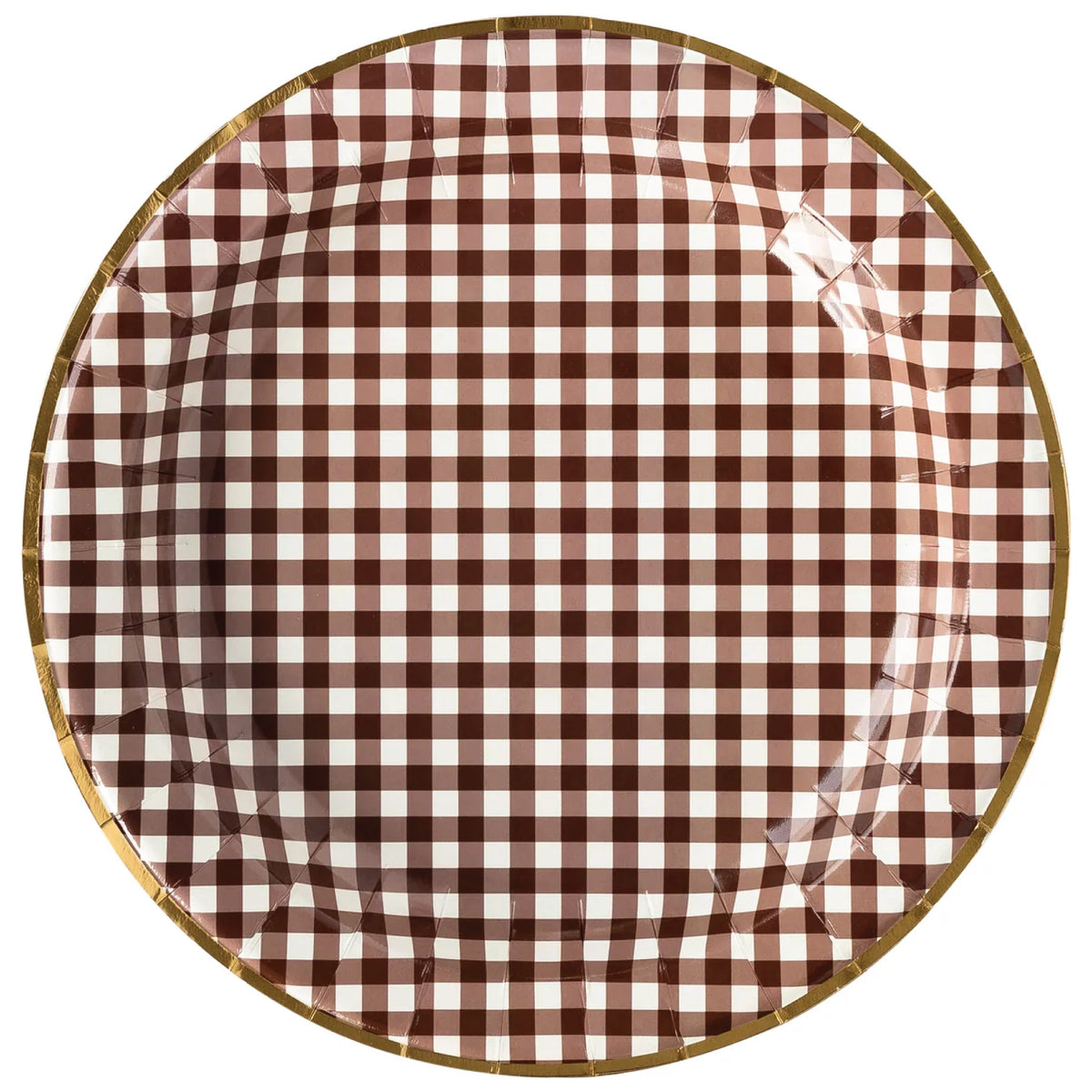 Harvest Brown Gingham Check Dinner Plates 8ct | The Party Darling