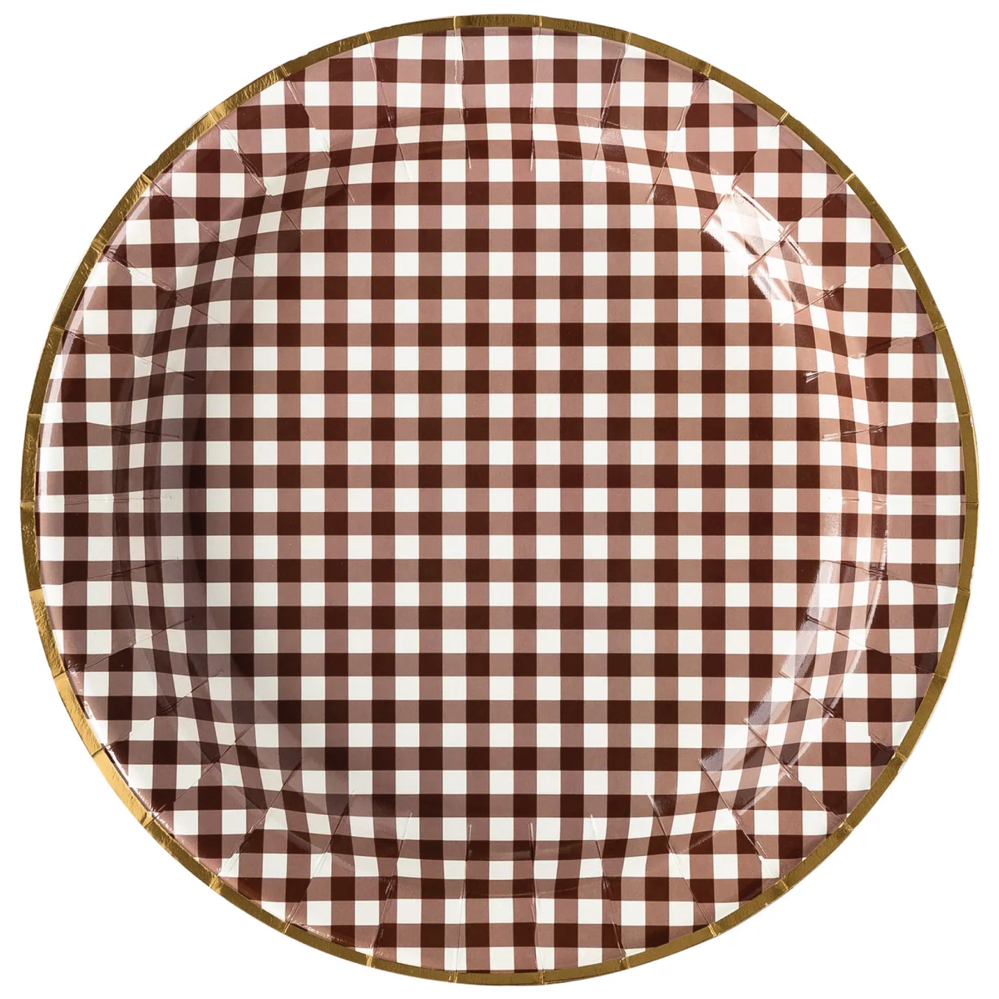 Harvest Brown Gingham Check Dinner Plates 8ct | The Party Darling