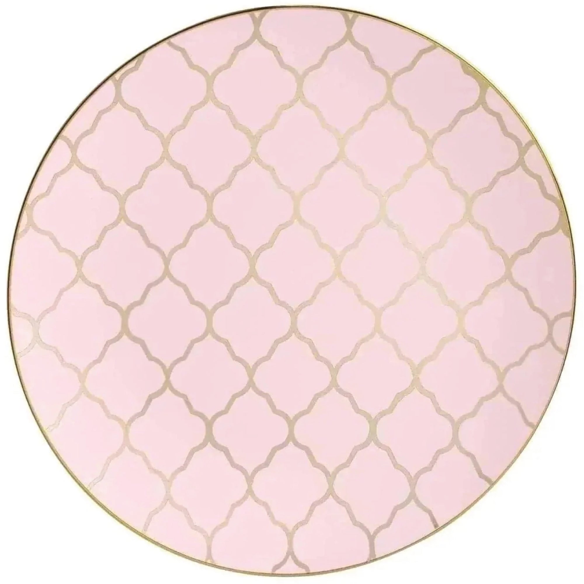 Lt Pink & Gold Lattice Plastic Dinner Plates 10ct | The Party Darling