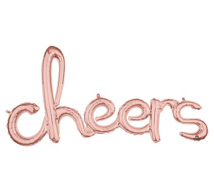 Rose Gold Cheers Cursive Letter Balloon | The Party Darling